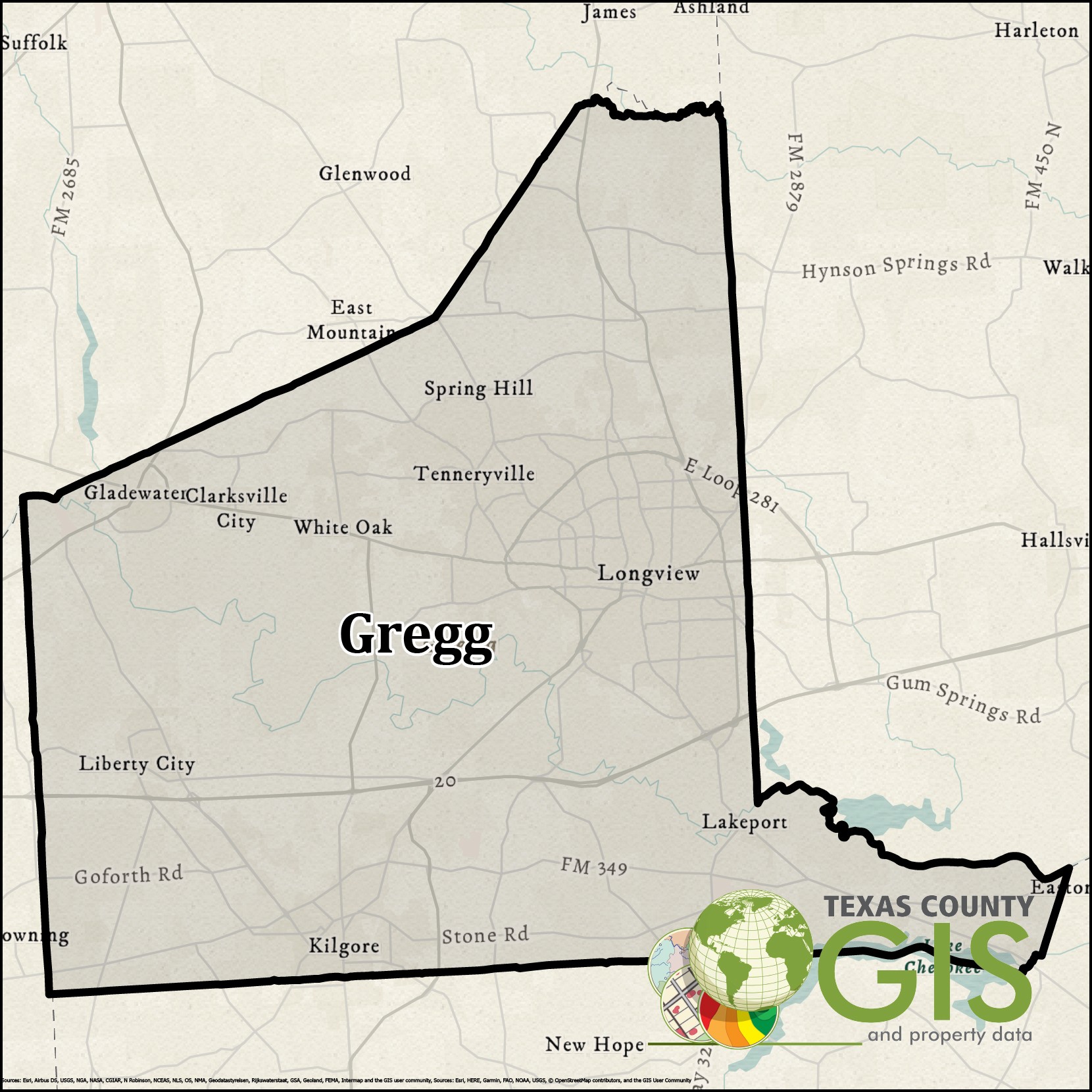 Gregg County, TX | GIS Shapefile & Property Data