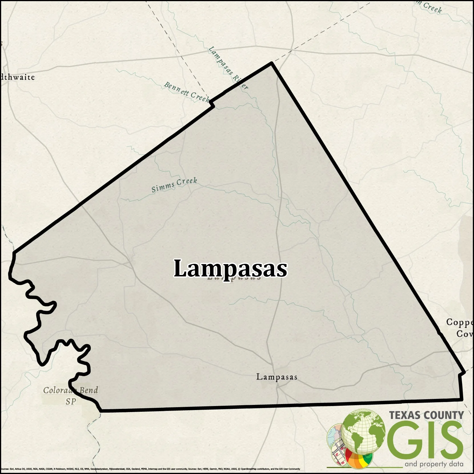 Lampasas County, TX | GIS Shapefile & Property Data